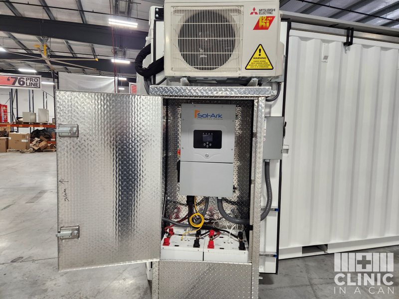 Clinic in a Can is just that, powered by solar + battery storage